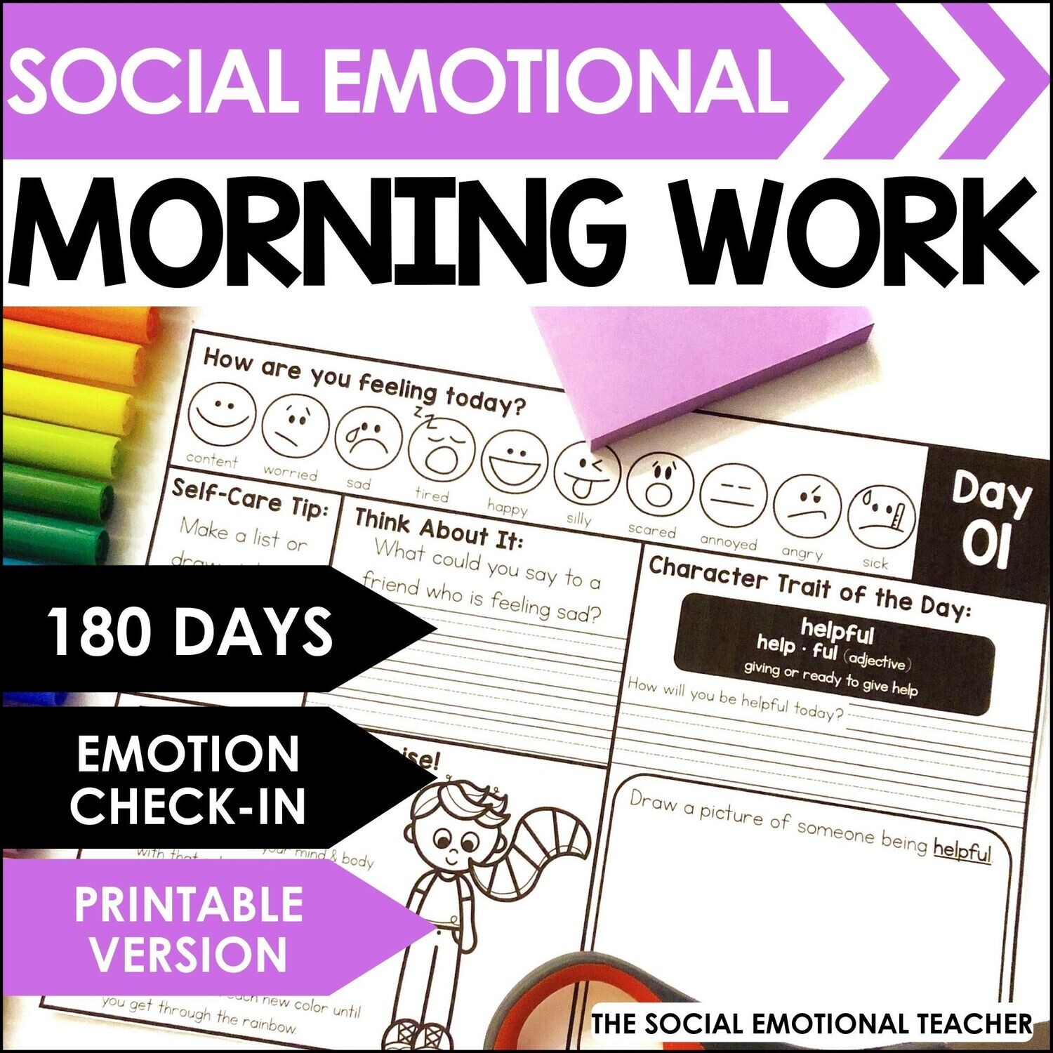 Social Emotional Learning Morning Work Daily Check-Ins - Printable Version