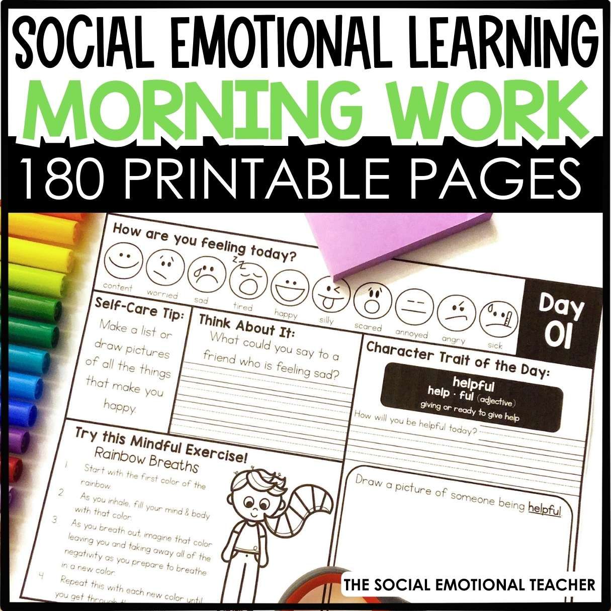 Social Emotional Learning Morning Work Daily Check-Ins - Printable Version