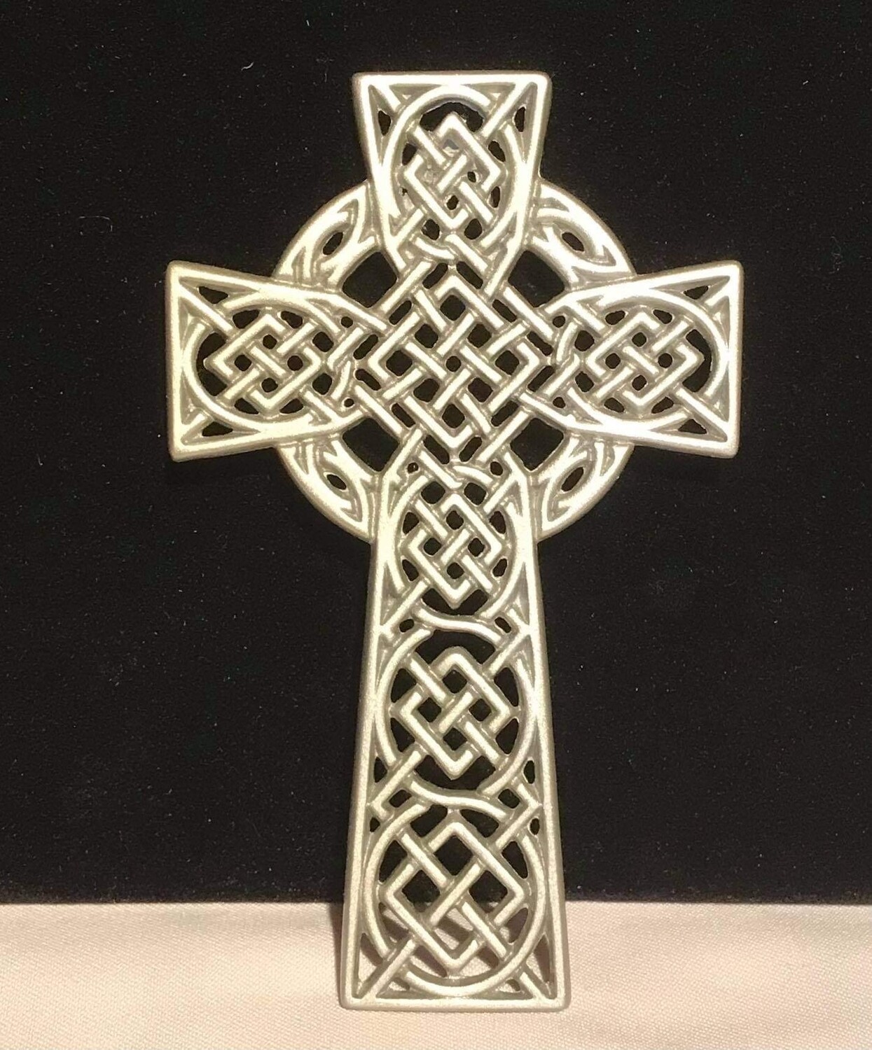 Celtic knot wall cross. Pewter finish.