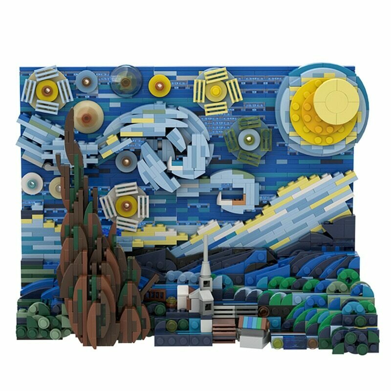 Bricks DIY Decorative Building-Block Mosaic-Painting-Set Van Gogh Pixel ...