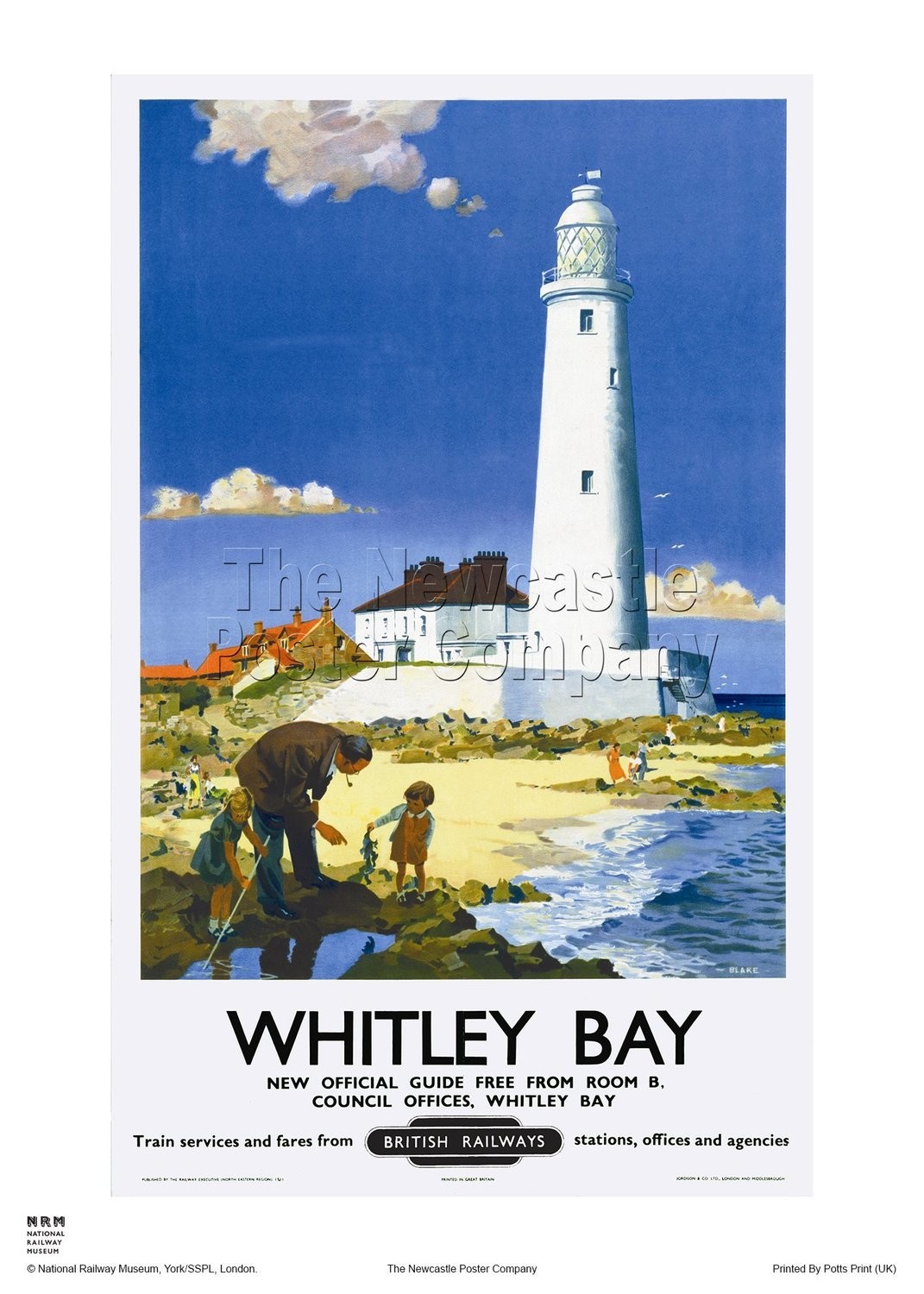 Whitley Bay Vintage Railway Holiday Travel Poster