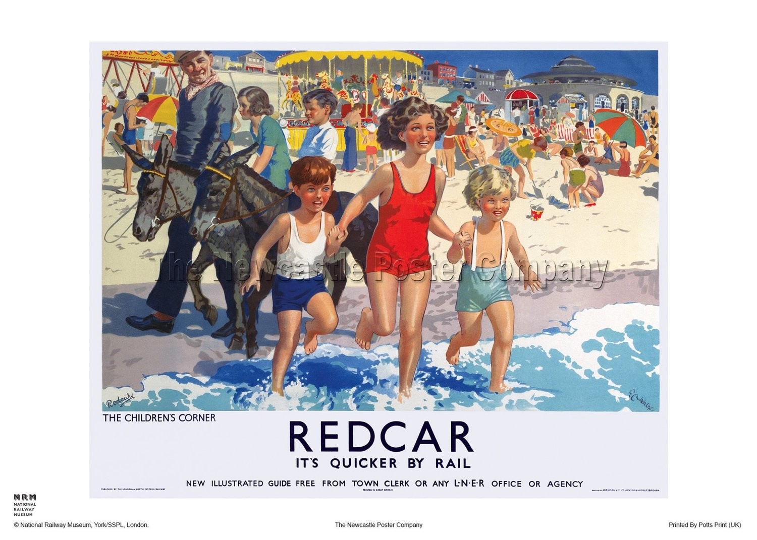 Redcar Teesside Vintage Railway Travel Poster