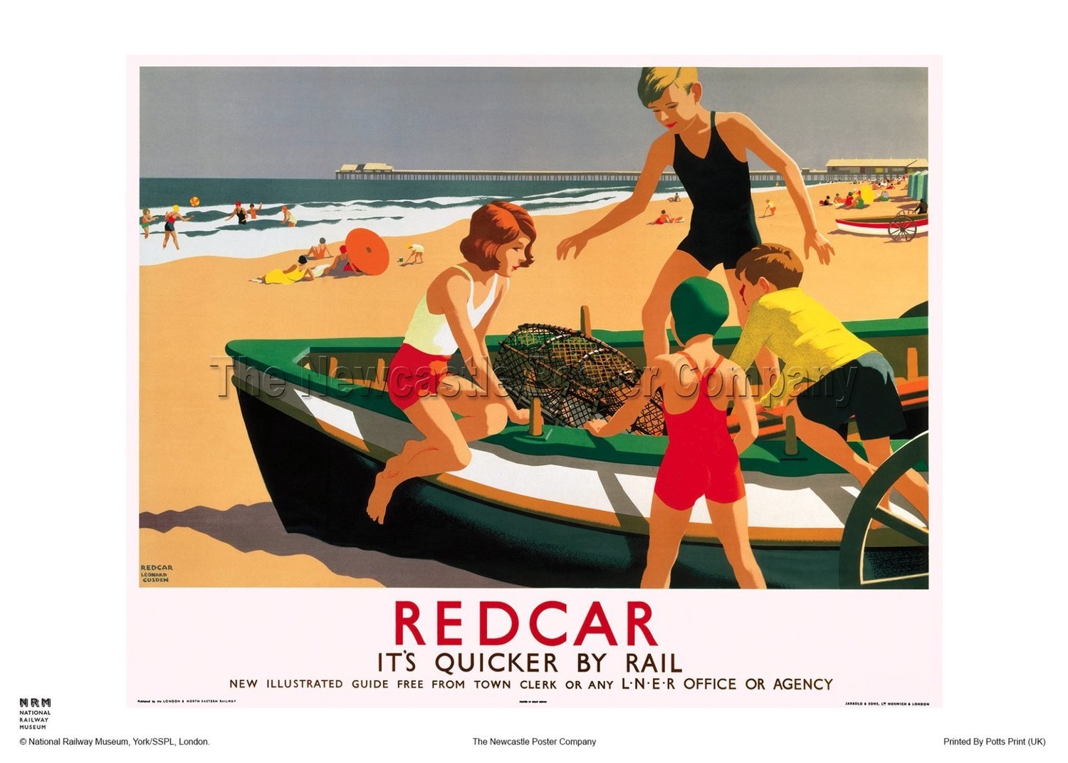 Redcar Vintage Railway Travel Holiday Poster