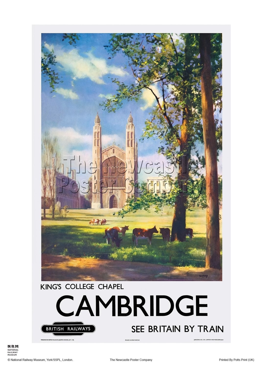 Vintage Railway Poster Cambridge - King's College
