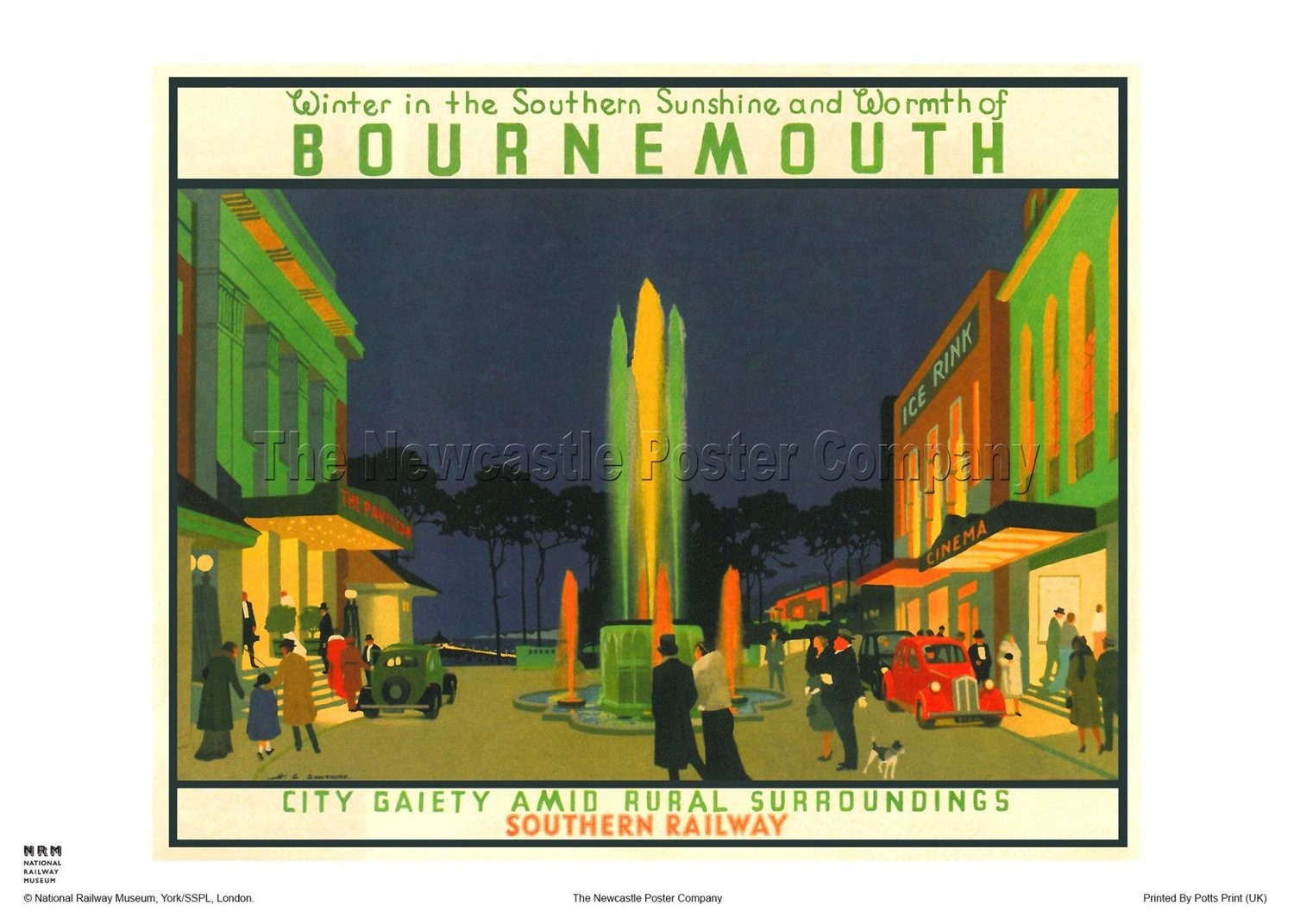 Bournemouth Vintage Retro Railway Travel Poster