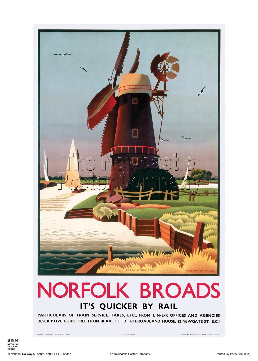 Norfolk Broads Vintage Railway Poster