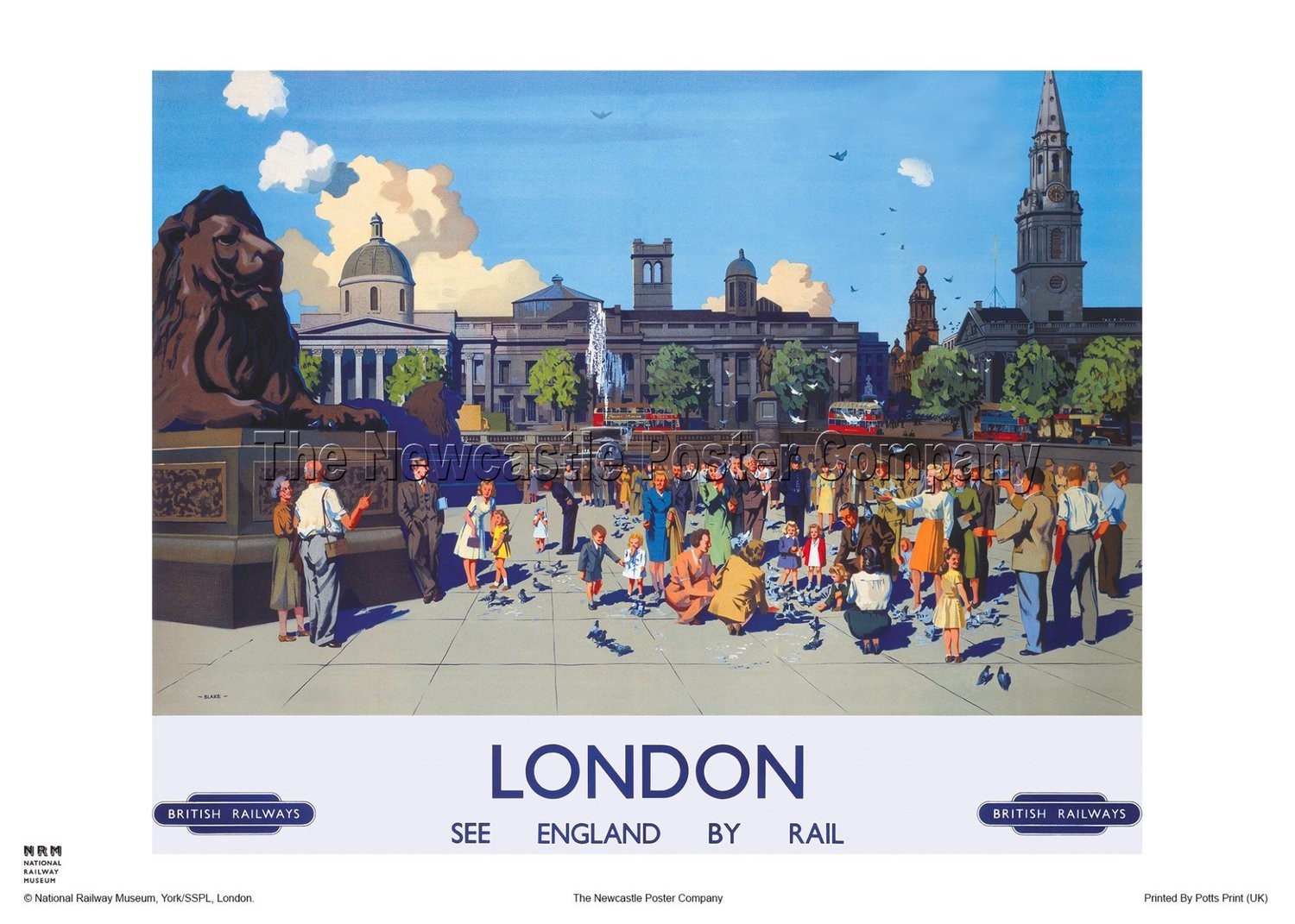 London Vintage Railway Travel Poster Trafalgar Square