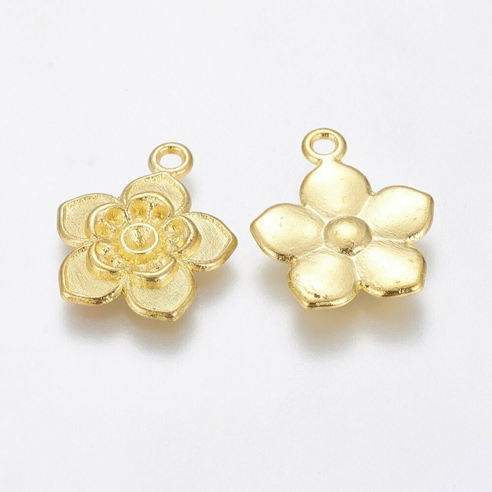 Gold Plated Flower Charm, 20x17mm