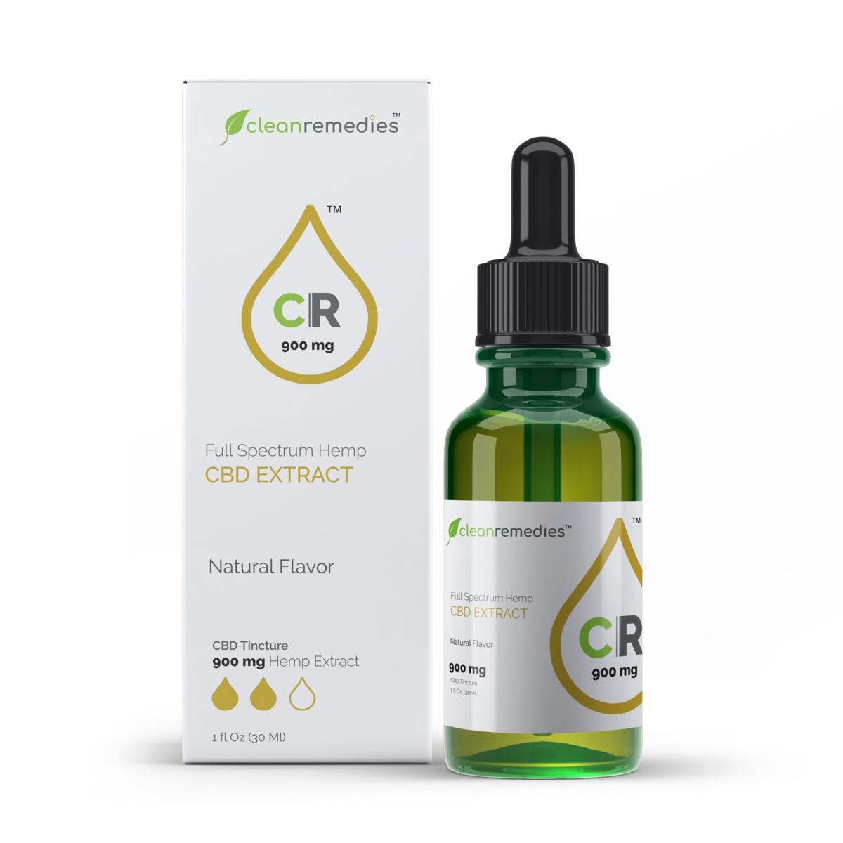 Clean Remedies 900mg Peppermint - 900mg of Full Spectrum CBD Oil Drops