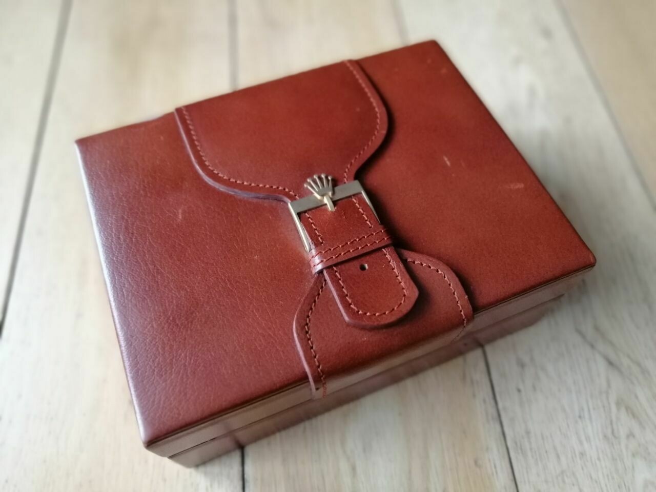 Rolex Day-Date Brown Leather & Wood Box