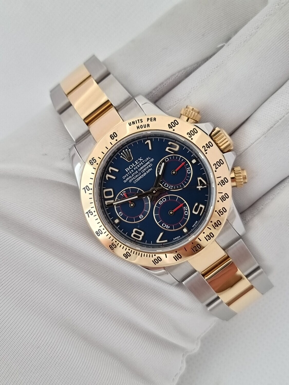 Rolex Daytona 116523 Blue Racing Rare 'Arabic' APH Dial - 2015 Full Set