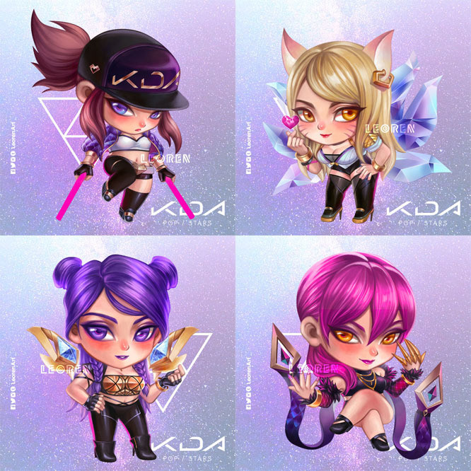 KDA POP/STARS - Akali Ahri Kaisa Evelynn - Keychain Charm