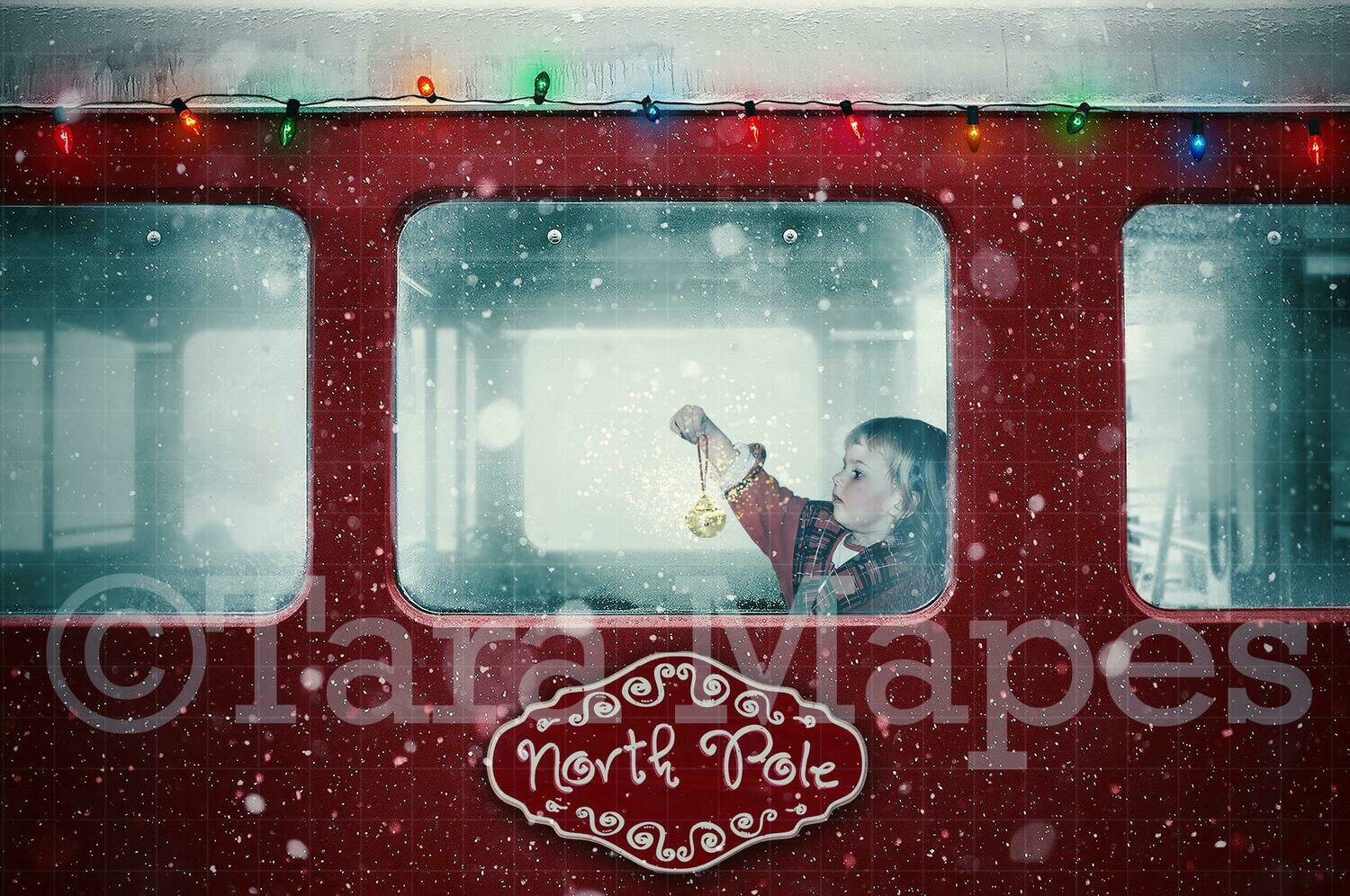 Red Christmas Train Digital Background - Christmas Train Ride with ...