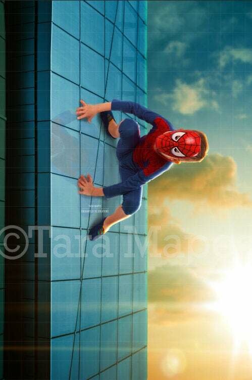 Superhero on Building- Superhero Climbing on Skyscraper Digital ...