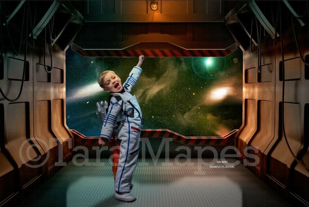 Space Station Rocket Outerspace Digital Background Backdrop