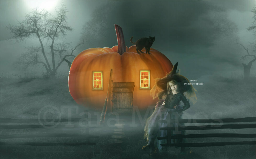 Halloween Pumpkin House - Little Witch - Spooky Fun Halloween Digital ...