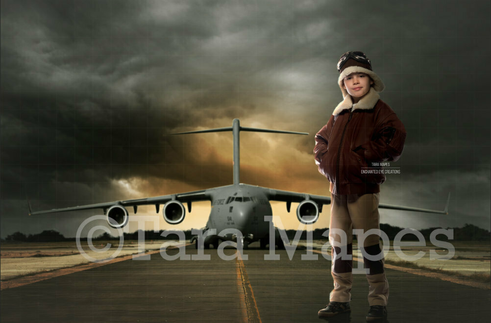 Airplane Airport Military Pilot Fighter Jet Runway Digital Background ...