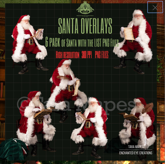 Santa Overlays 6 PACK PNG - Santa With a List - Santa with Scroll ...