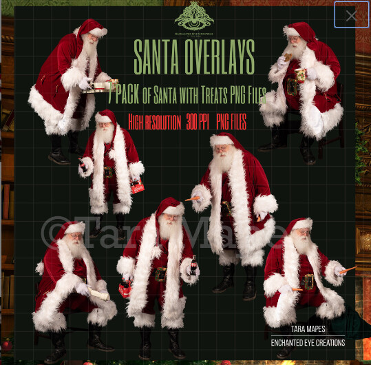 Santa Overlays 7 PACK PNG - Santa with Treats -Santa PNGs - Santa Cut ...