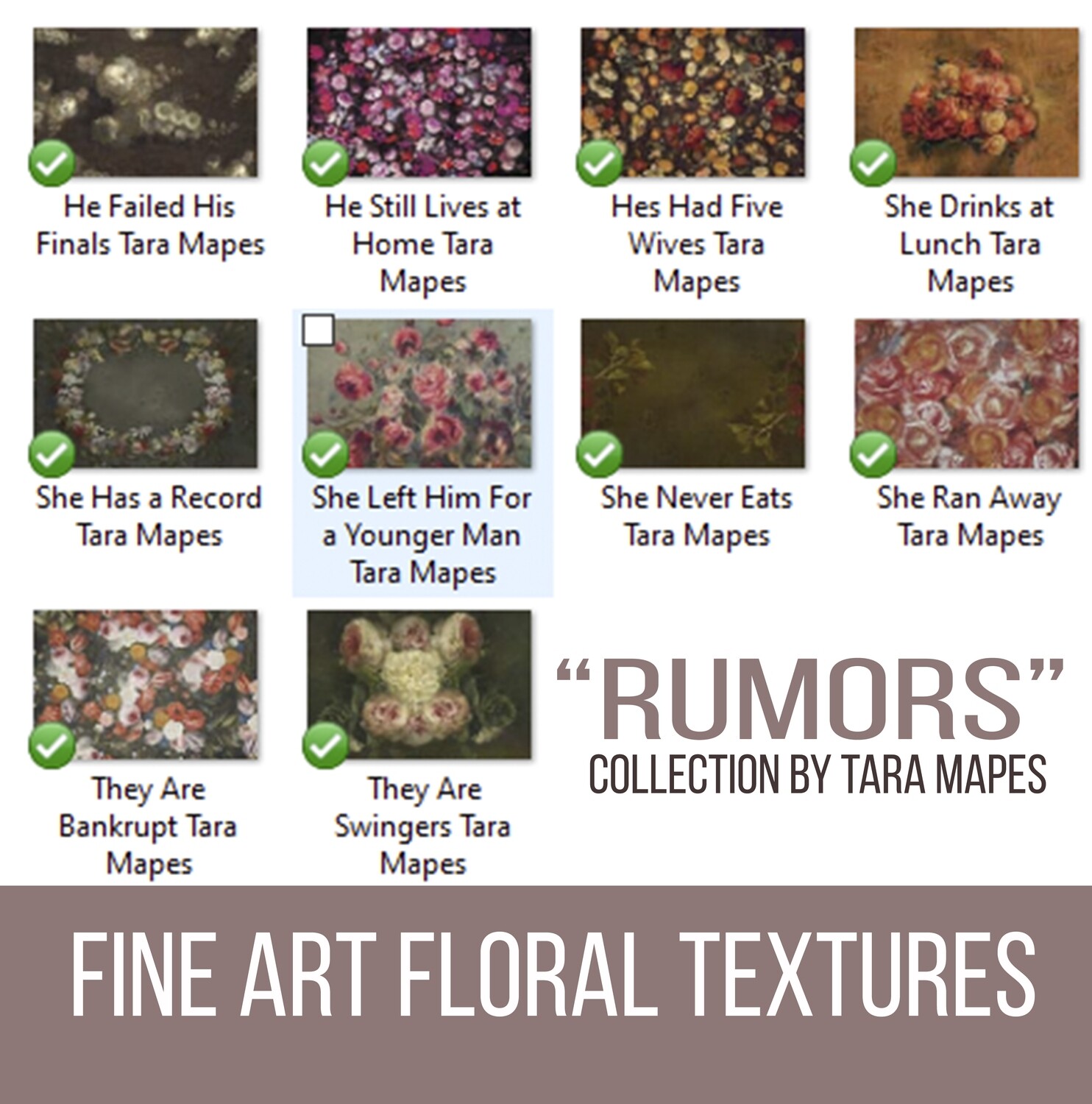 10 Old Masters Floral Textures -Floral Backdrops - Digital Backgrounds - RUMORS Photoshop ...