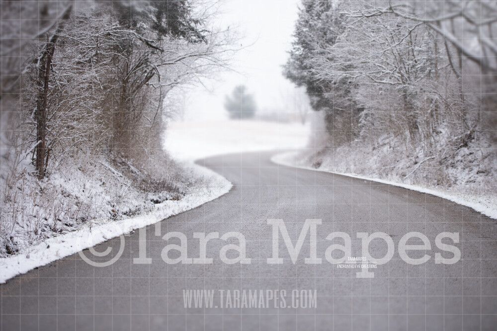 Snowy Street - Winter Path- Snowy Scene Digital Background plus FREE ...