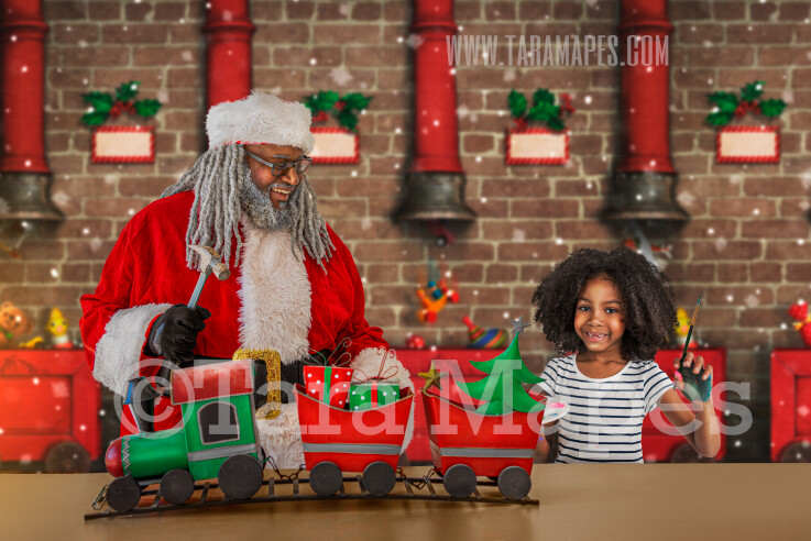 Black Santa Digital Backdrop - Black Santa's Workshop Digital ...