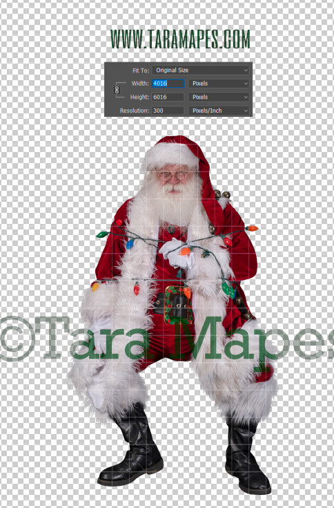 Santa Overlay PNG - Santa Overlay Tied Up with Lights - Santa Clip Art ...
