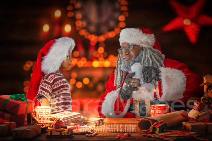 Black Santa Digital Backdrop - Black Santa's Workshop - Santa's Desk ...