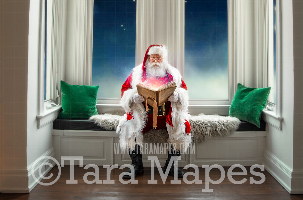 Traditional Santa Window Seat Whimsical Scene - Santa at Magical Bay ...