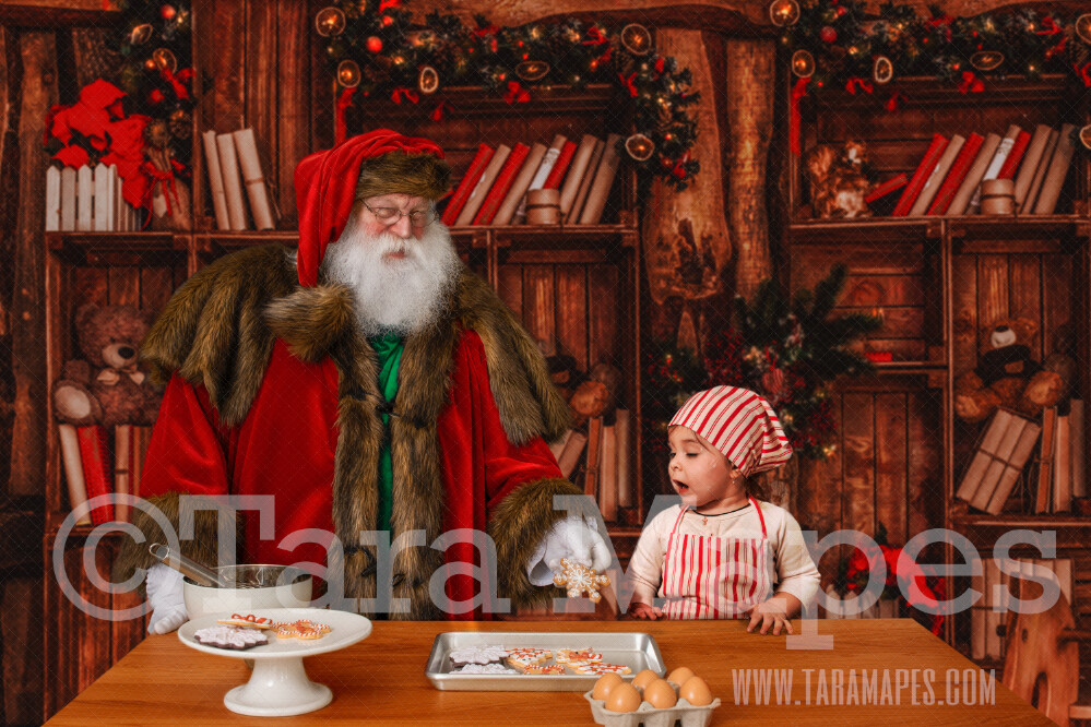 Victorian Santa in Kitchen - Baking Cookies with Santa Christmas ...