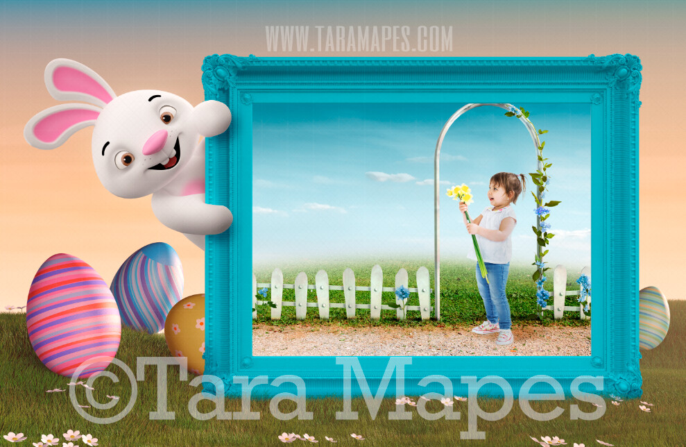 Easter Bunny With Frame - White Picket Fence Magical Easter Land ...