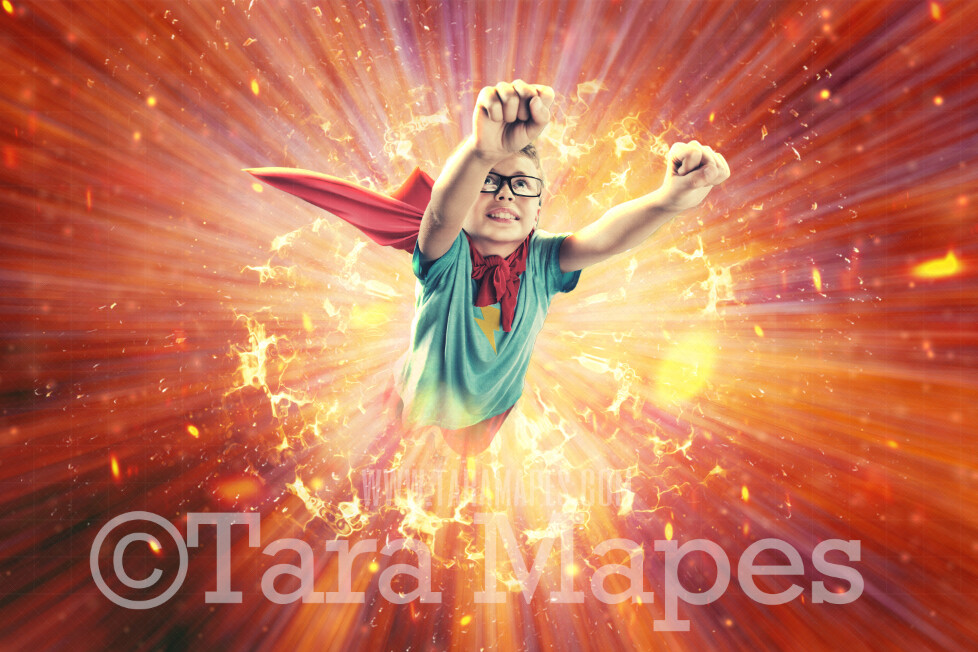 Superhero Explosion Digital Backdrop - Red Super Hero Explosion Scene ...
