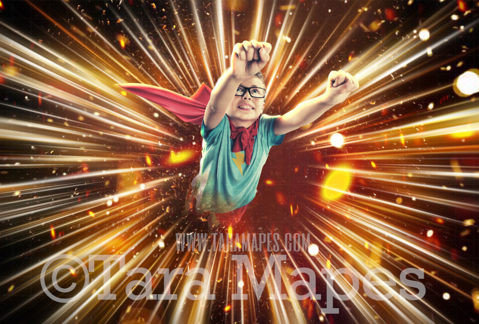 Superhero Explosion Digital Backdrop - Fire Super Hero Explosion Scene ...