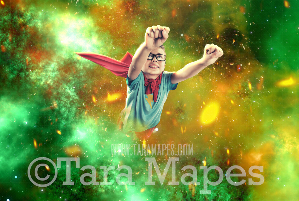 Superhero Explosion Digital Backdrop - Green Super Hero Explosion Scene ...