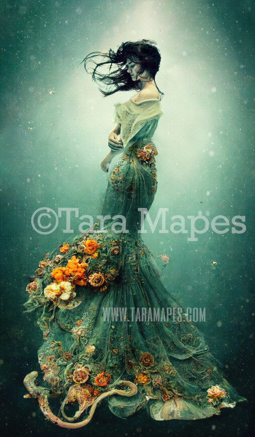 Mermaid Gown Digital Background - Ethereal Surreal Mermaid Scene ...