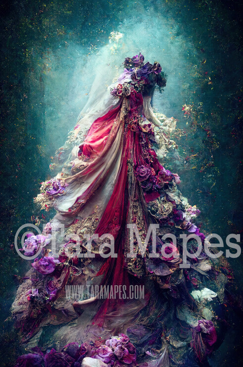 Flower Gown Body Digital Backdrop - Gown of Flowers - JPG File Digital ...