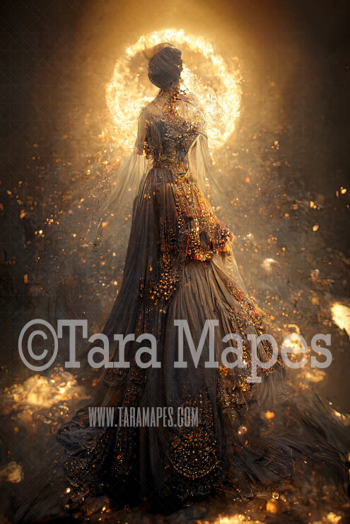 Fire Queen Body Digital Backdrop - Fire Queen Body in Glowing Gown with ...