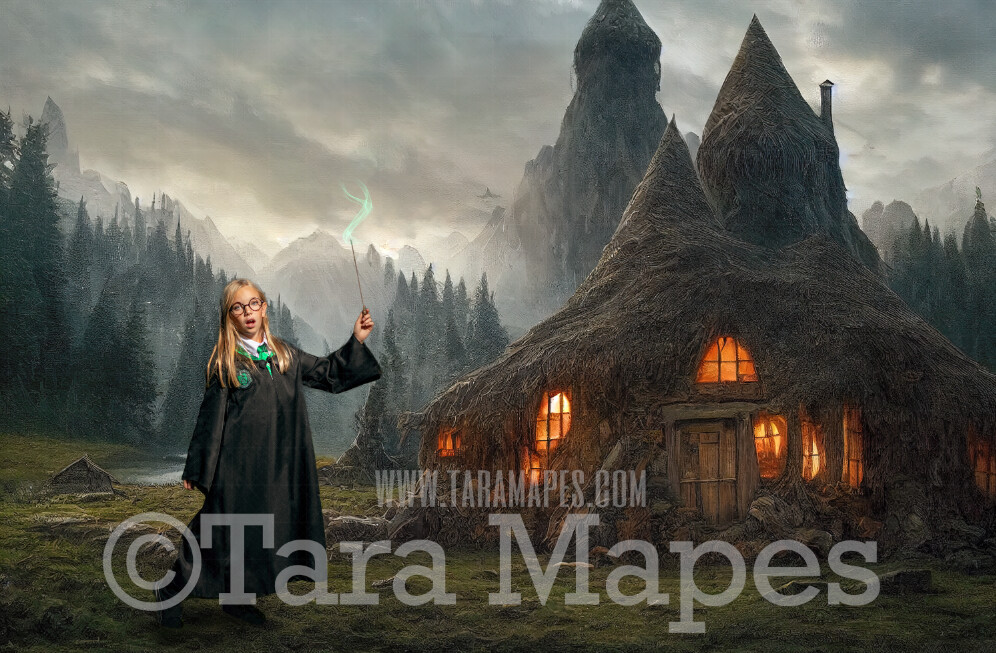 Wizard Hut Entrance Digital Backdrop - Wizard House Castle Digital ...