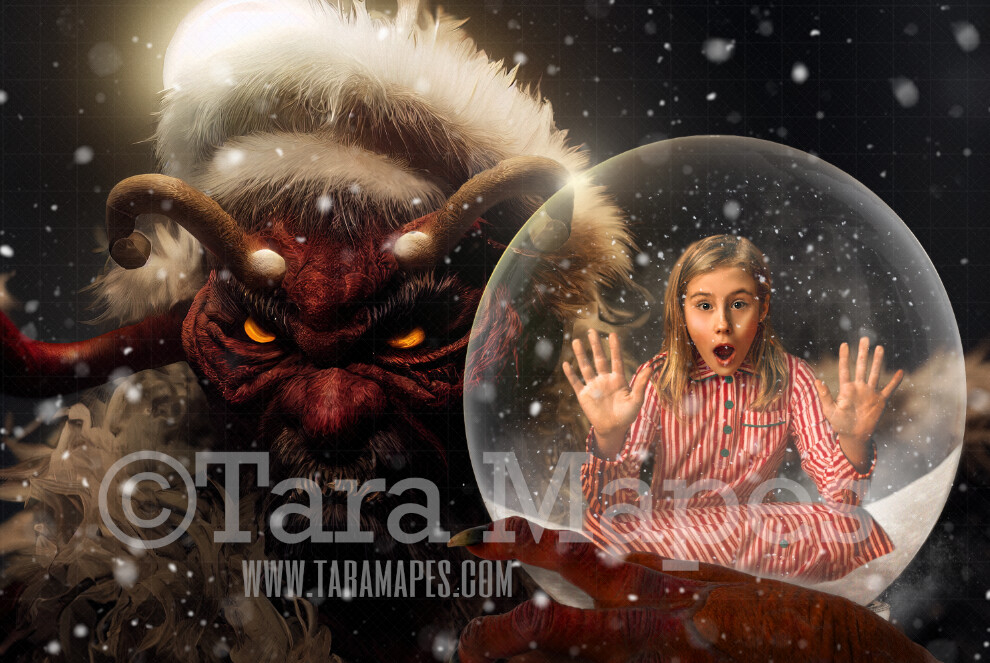 Krampus Holding Snow Globe - LAYERED PSD! Snowglobe Krampus - Snow ...