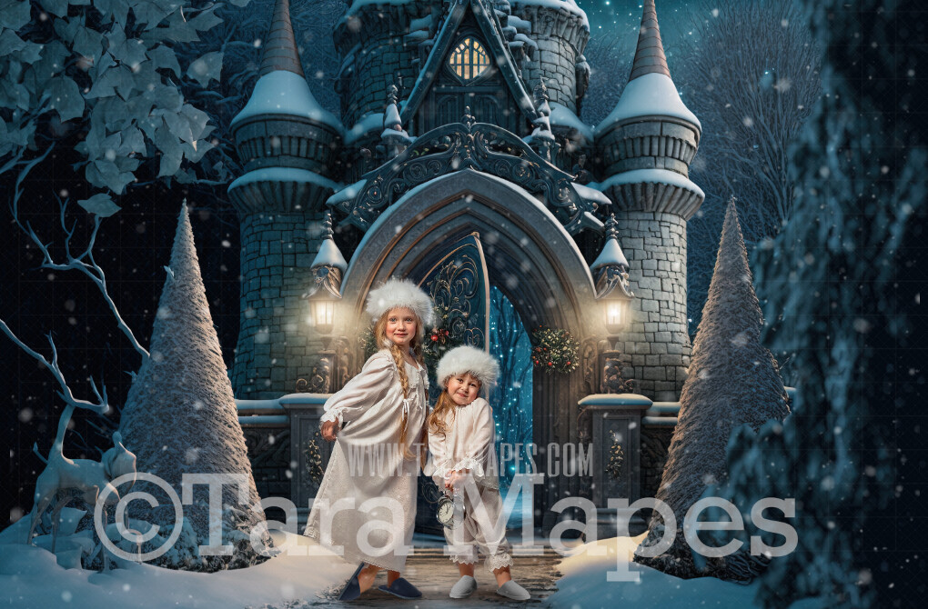 Christmas Castle Digital Backdrop - Christmas Wizard Castle Digital ...