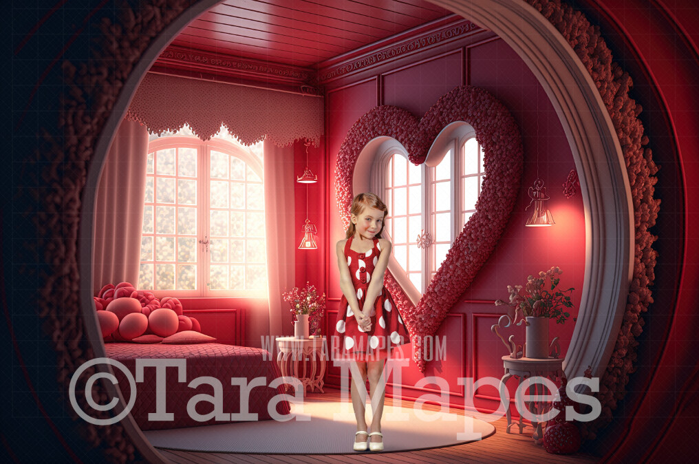 Valentine Digital Backdrop - Pink Heart Room Digital Backdrop - Pink ...