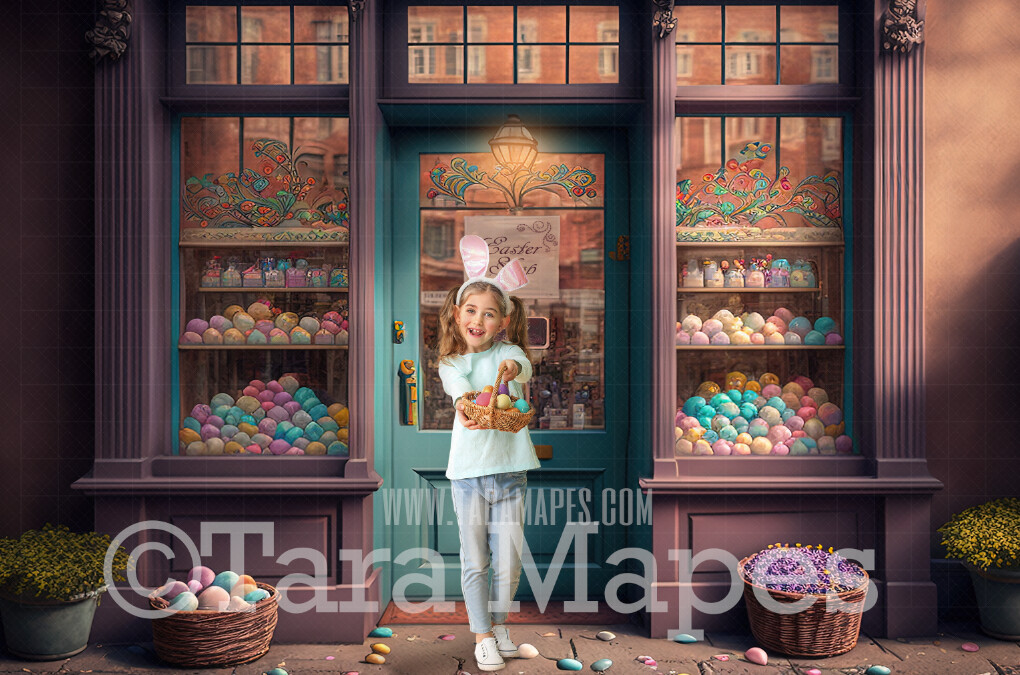 Easter Shop Digital Backdrop - Easter Candy Storefront - Pastel Easter ...
