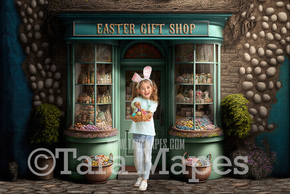 Easter Shop Digital Backdrop - Easter Candy Storefront - Pastel Easter ...