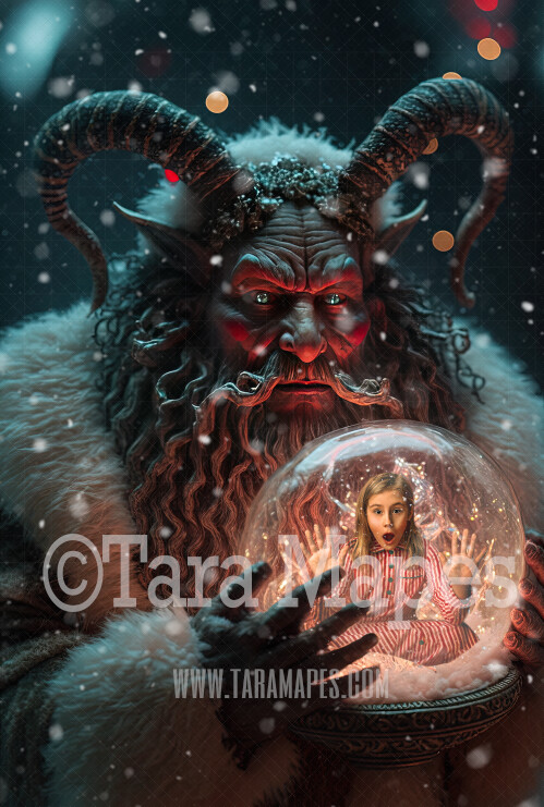 Krampus Holding Snow Globe - LAYERED PSD! Snowglobe Krampus - Snow ...