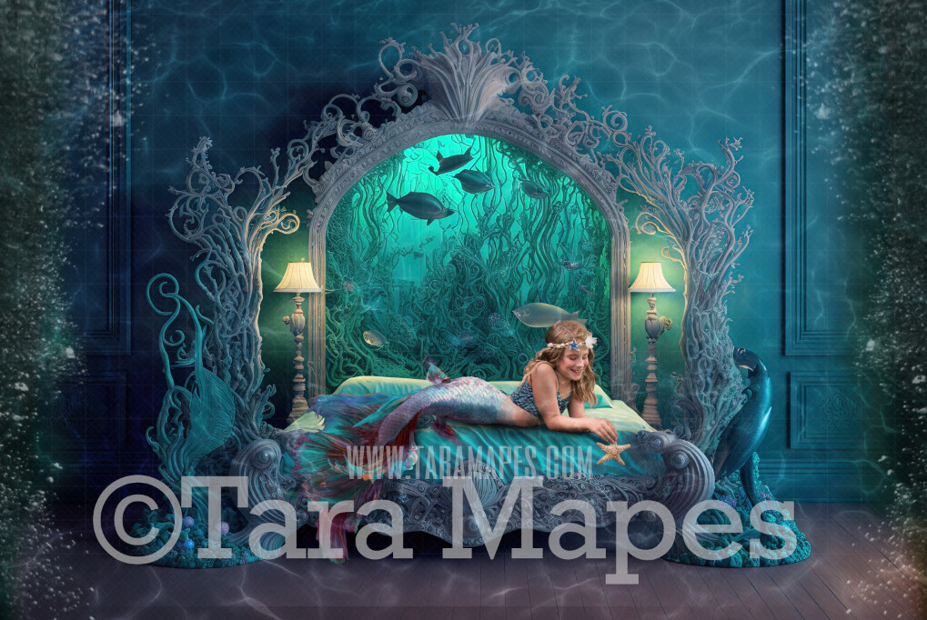 Mermaid Bedroom Digital Backdrop - Mermaid Room Digital Background ...