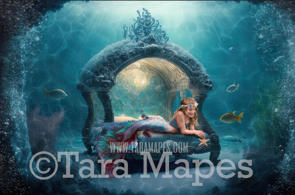 Mermaid Bedroom Digital Backdrop - Mermaid Room Digital Background ...