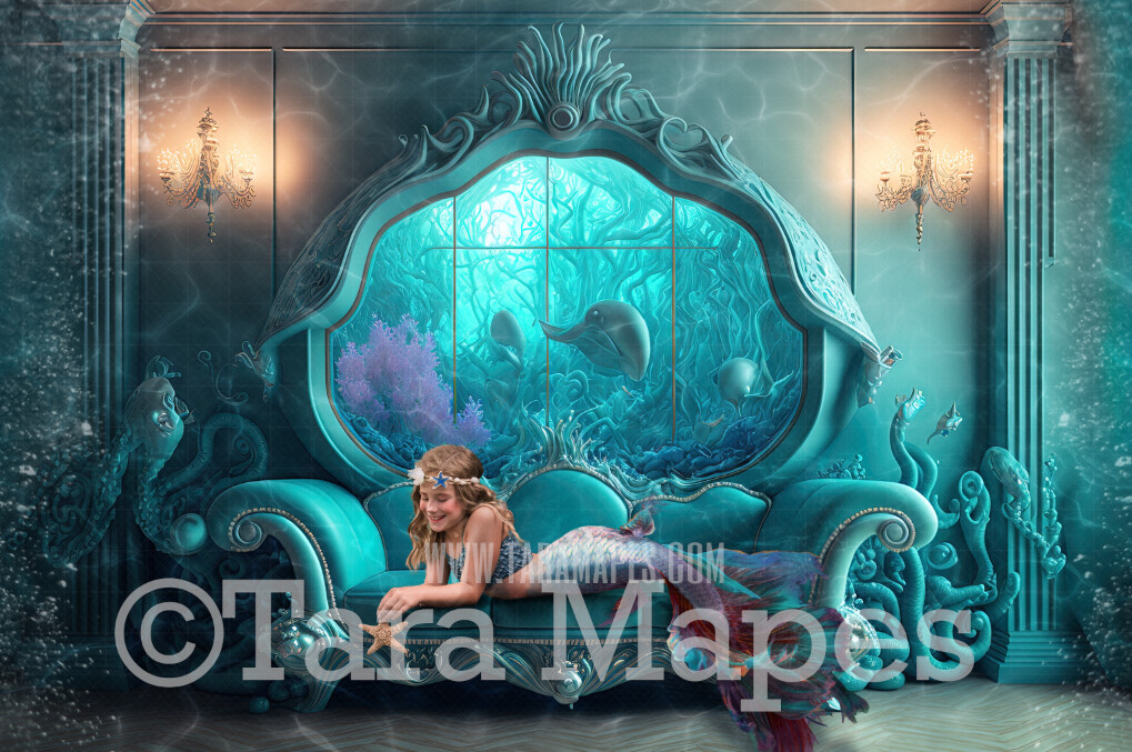 Mermaid Sofa Digital Backdrop - Mermaid Room Digital Background ...