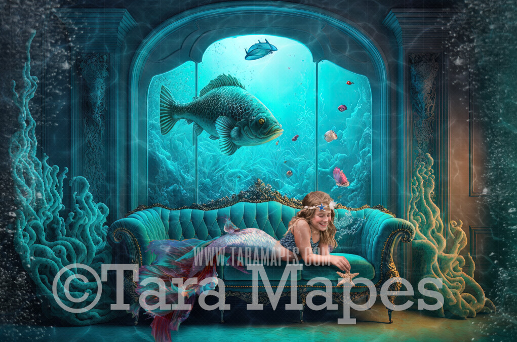 Mermaid Sofa Digital Backdrop - Mermaid Room Digital Background ...