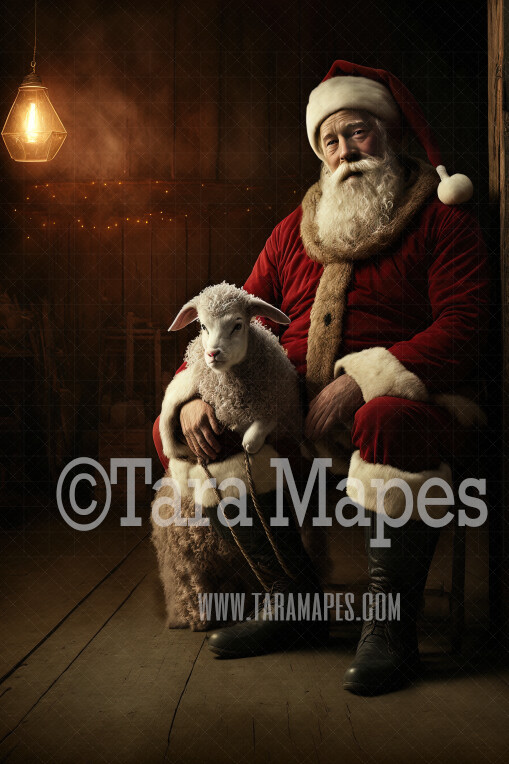 Santa Digital Backdrop - Praying Santa with Lamb -Religious Santa ...