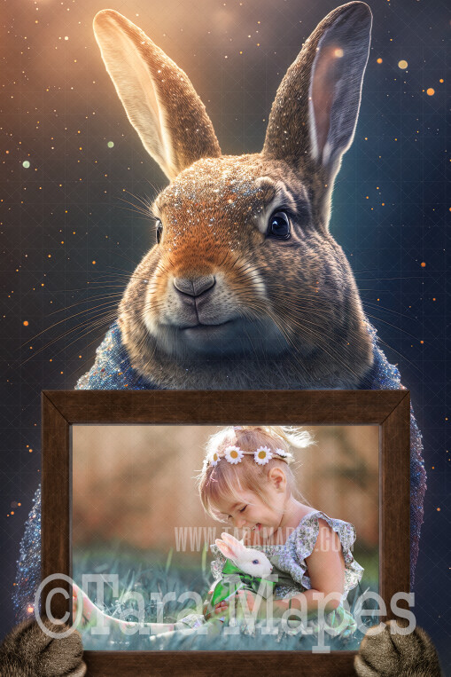 Easter Bunny Frame Digital Overlay - Easter Frame PNG File - Easter Bunny Holding a Frame ...